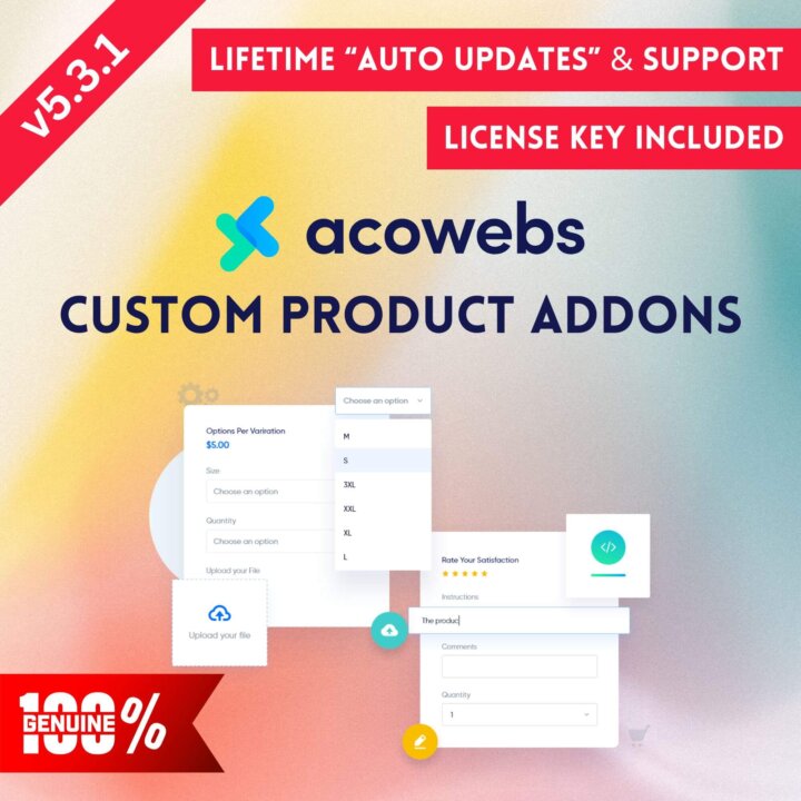 Licensed V5 3 1 Acoweb Woocommerce Custom Product Addons Pro Plugin